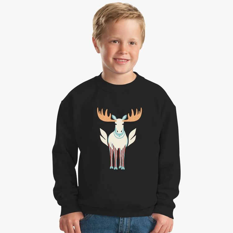 Nordic Moose Folk Art Kids Sweatshirt - Kidozi | Kidozi