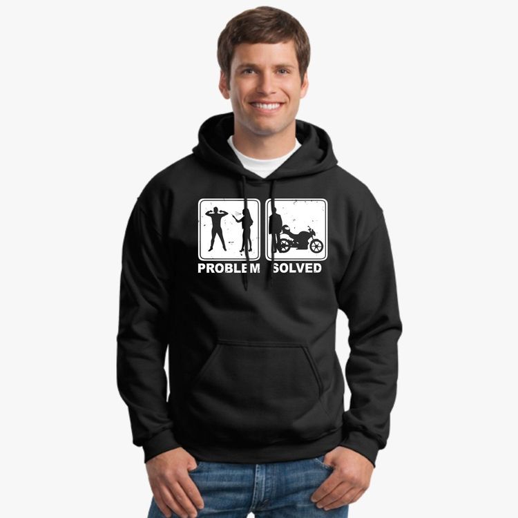 Problem Solved Motorcycle Biker Unisex Hoodie - Kidozi | Kidozi