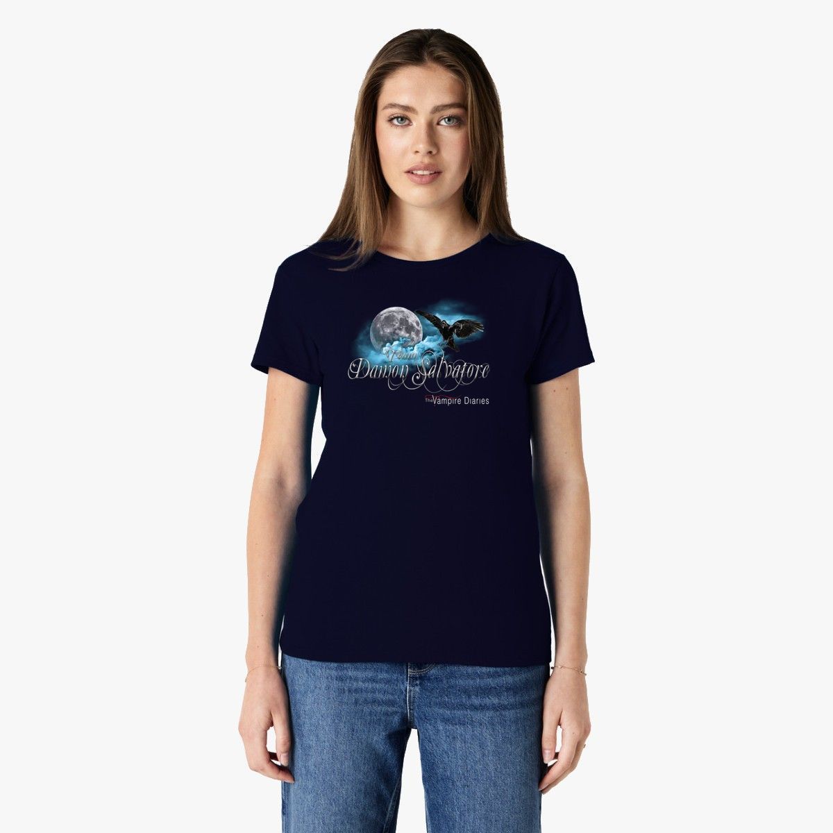 Team Damon Salvatore The Vampire Diaries Raven Moon Blue Clouds Mutlu ...
