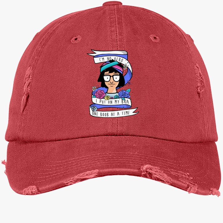 I Put on My Bra One Boon at A Time Distressed Cotton Twill Cap - Kidozi ...
