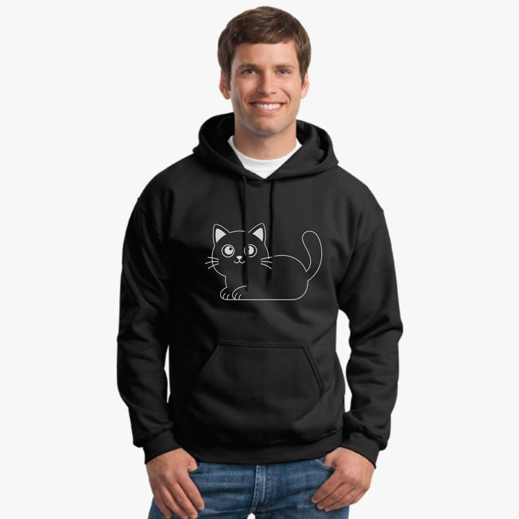 Cute Cat Tomcat Tattoo Style Drawing Unisex Hoodie - Kidozi | Kidozi